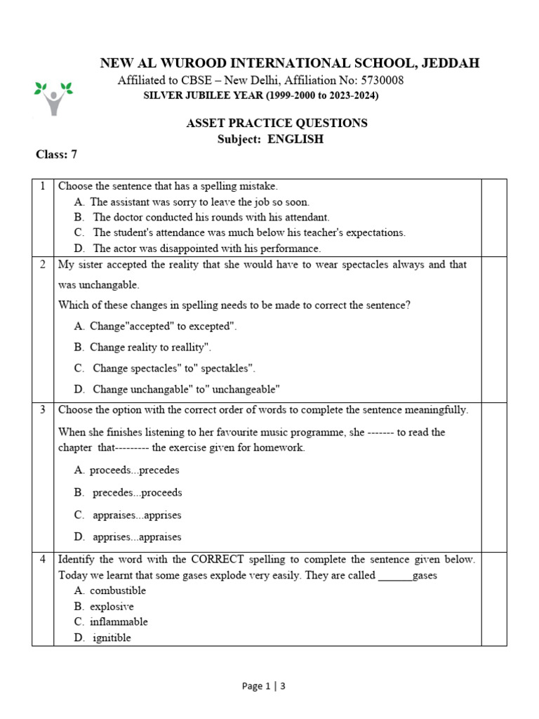 ASSET Question - Paper - 7 | PDF | Grammar | Cognitive Science