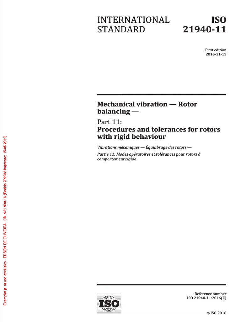ISO 21940-11 2016 Mechanical Vibration Rotor | PDF | International ...