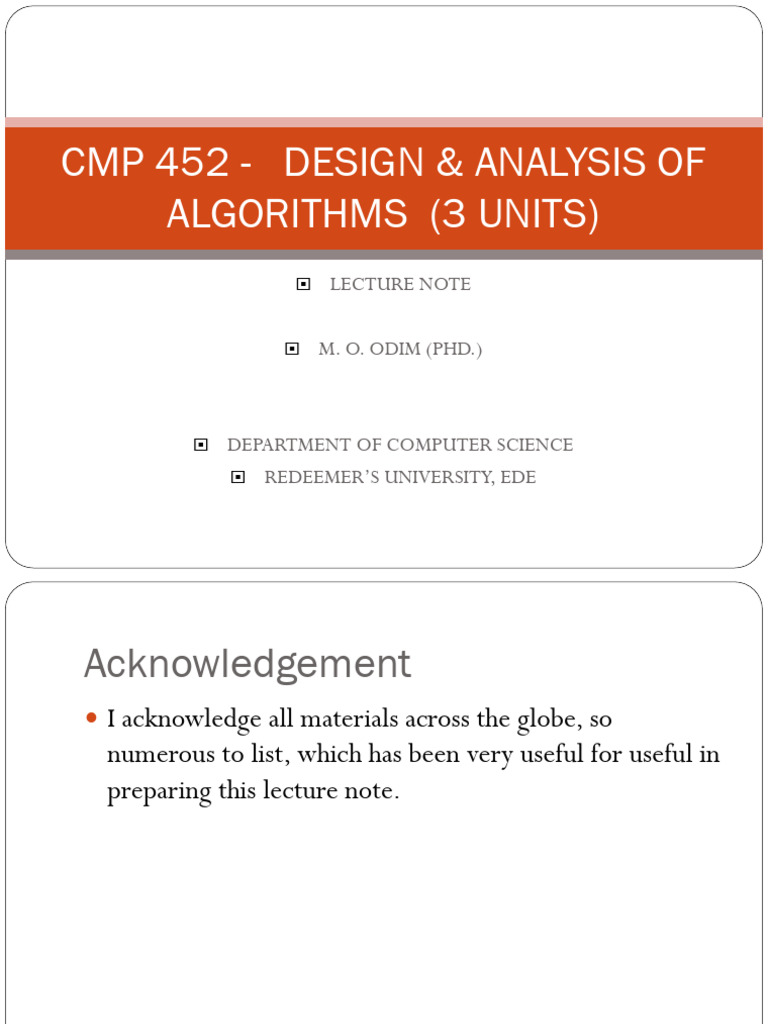 CMP 452 Merged | PDF | Algorithms | Algorithms And Data Structures CMP 452 Merged | PDF | Algorithms | Algorithms And Data Structures