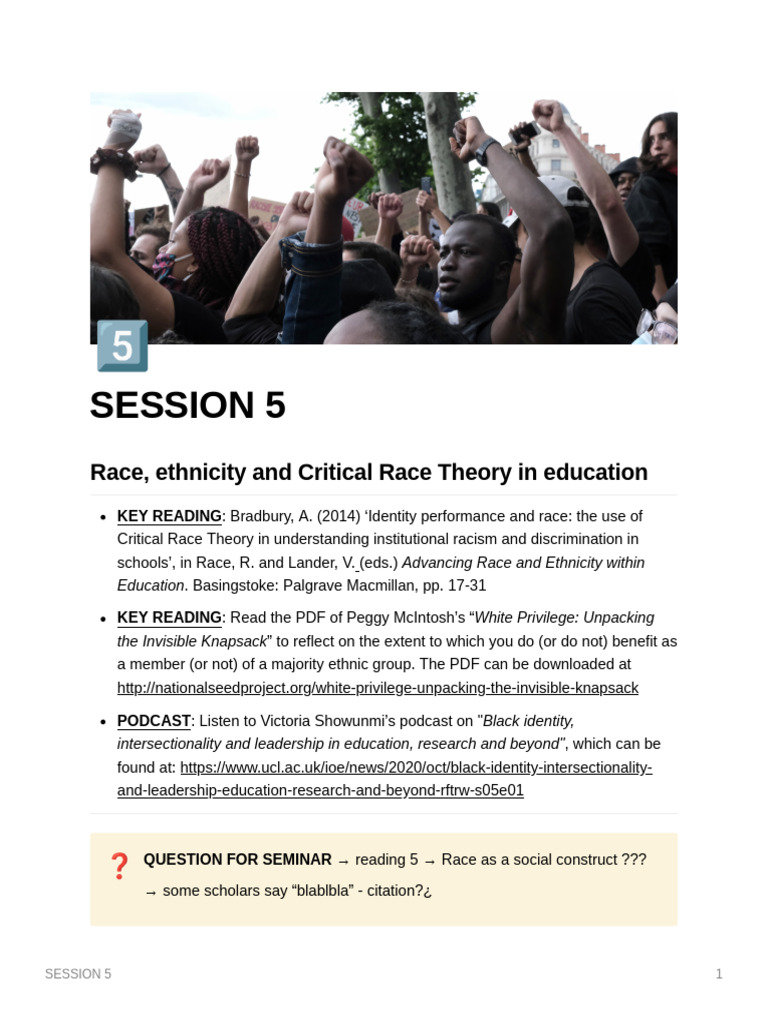Critical Race Theory in Education Insights | PDF | Race (Human ...