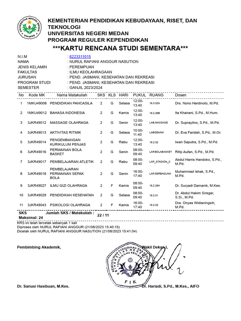 Kartu Rencana Studi | PDF