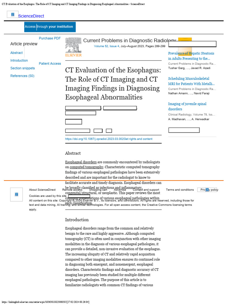 CT Evaluation of The Esophagus The Role of CT Imaging and CT Imaging Findings I | PDF ...