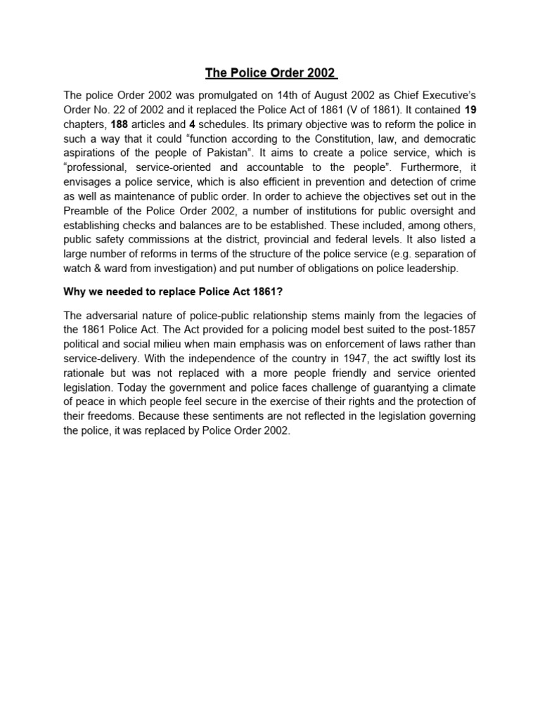 The Police Order 2002 | PDF | Police | Common Law