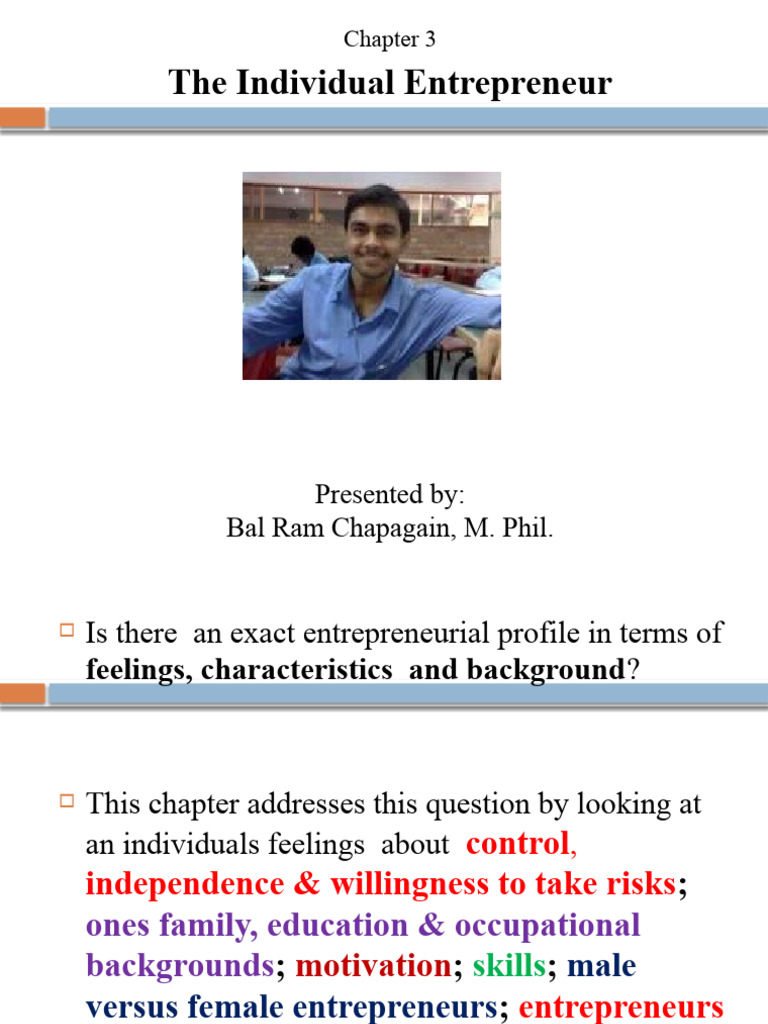 The Individual Entrepreneur Final | PDF | Entrepreneurship | Motivation