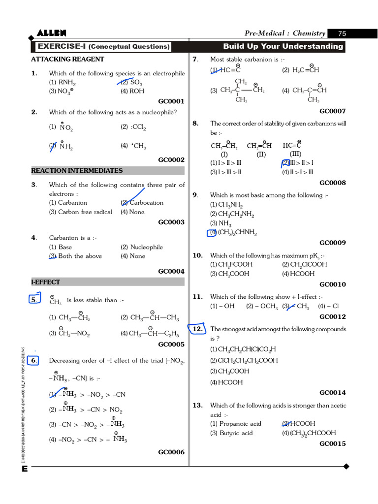 RXN Mech - I (Ex) E | PDF | Organic Chemistry | Chemistry