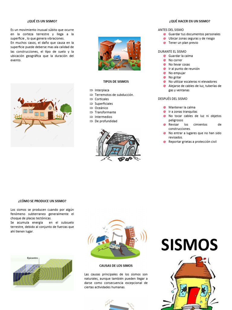 Triptico Sismos | PDF | Temblores | Tectónica