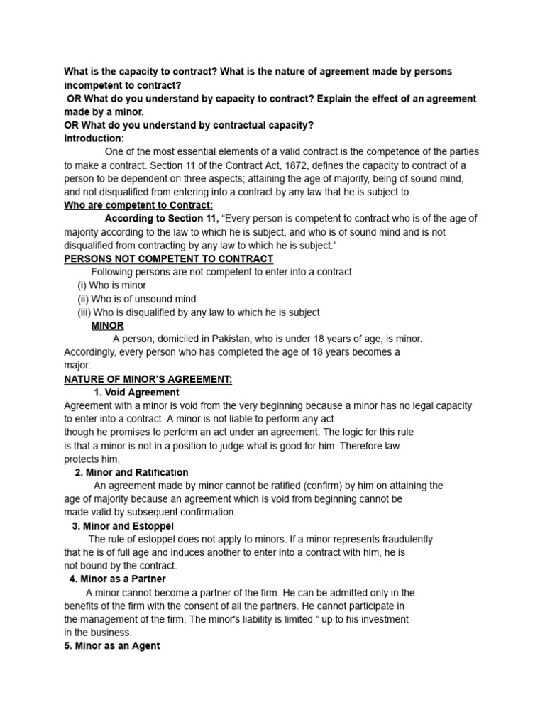 Minors Effect On Contract ? | PDF | Contract Law | Legal Concepts