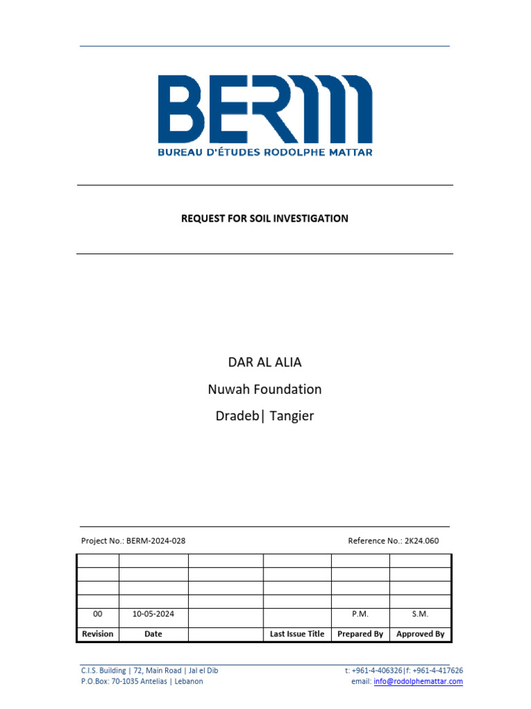 2K24.060_BERM Request for Soil Investigation | PDF | Civil Engineering ...