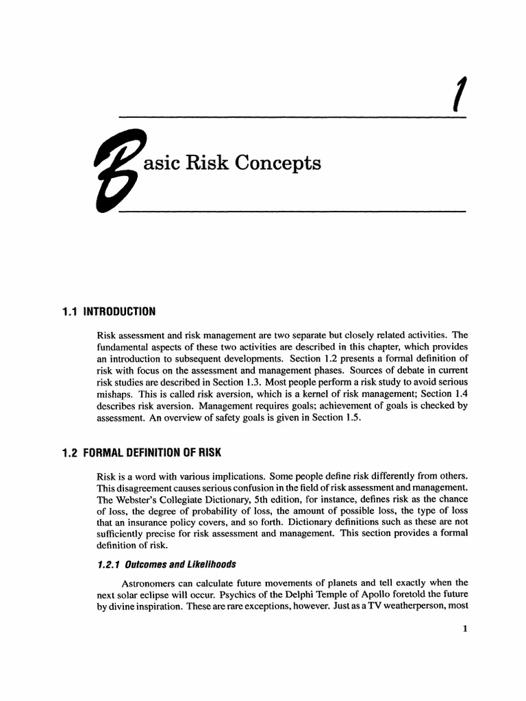 Risk Assessment Chapter 1 | Download Free PDF | Risk | Risk Assessment