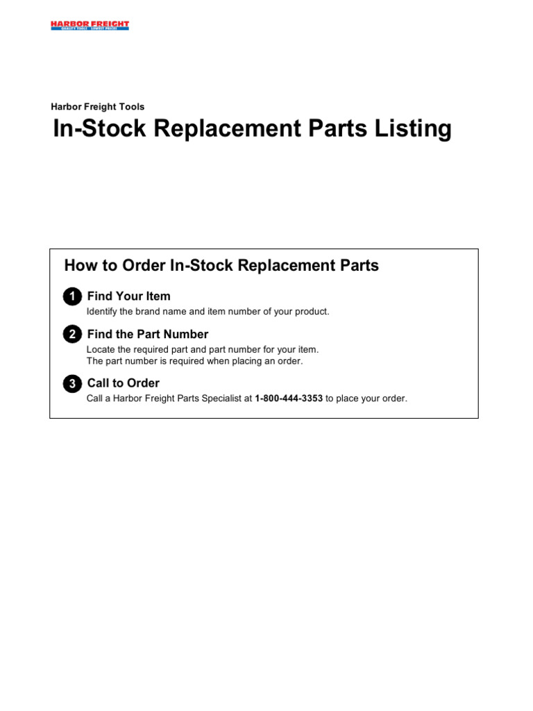 In Stock Replacement Parts | PDF | Manufactured Goods | Equipment