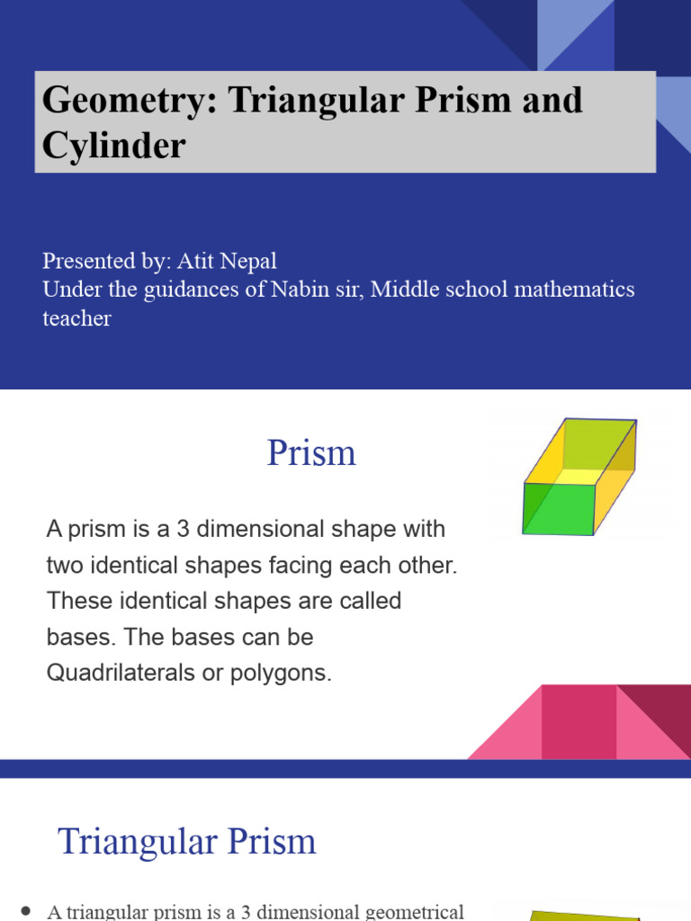 Geometry_ Triangular Prism and Cylinder | PDF