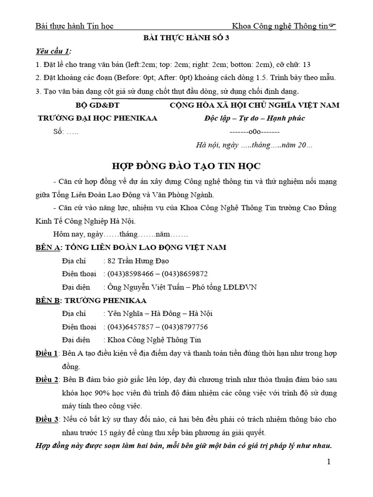 BTTH - Tin Học - B03 | PDF