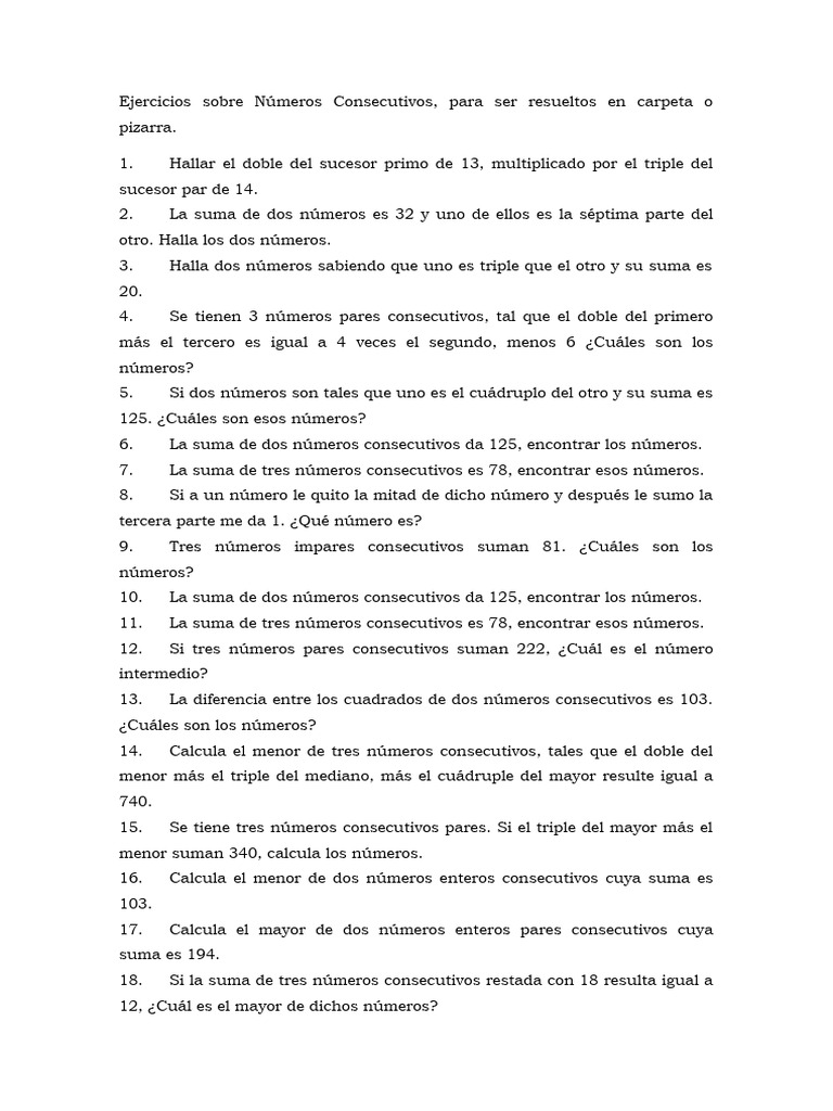 Números Consecutivos | PDF