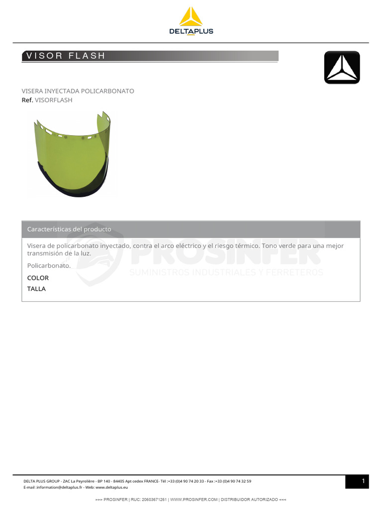 Visor Arc Flash Delta Plus Ficha Tecnica | PDF