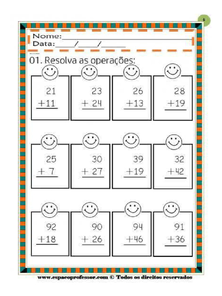 Soma Com Dois Algarismos Pdf