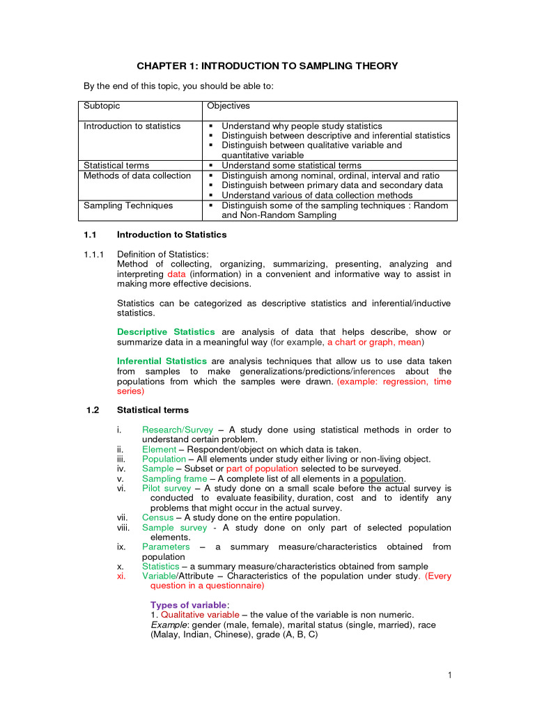 Chapter 1 STA104 | PDF | Statistics | Sampling (Statistics)