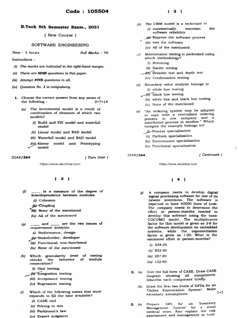 Btech Cs 5 Sem Software Engineering 105504 2021 | PDF Btech Cs 5 Sem Software Engineering 105504 2021 | PDF