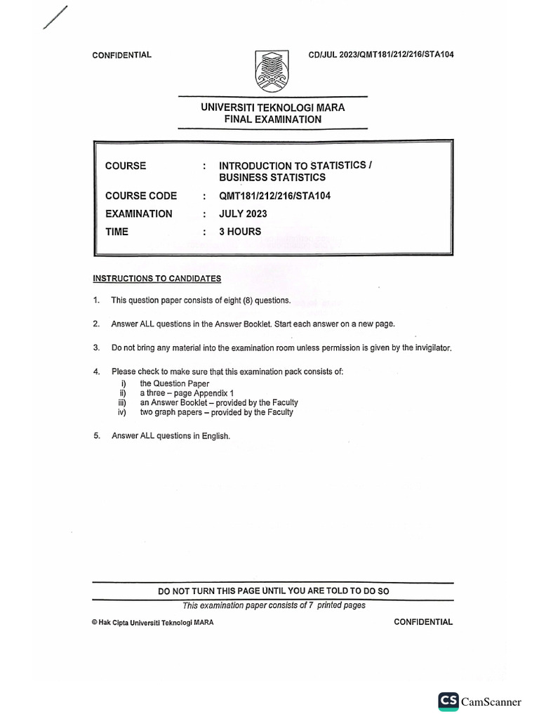 Sta104 July 2023 | PDF