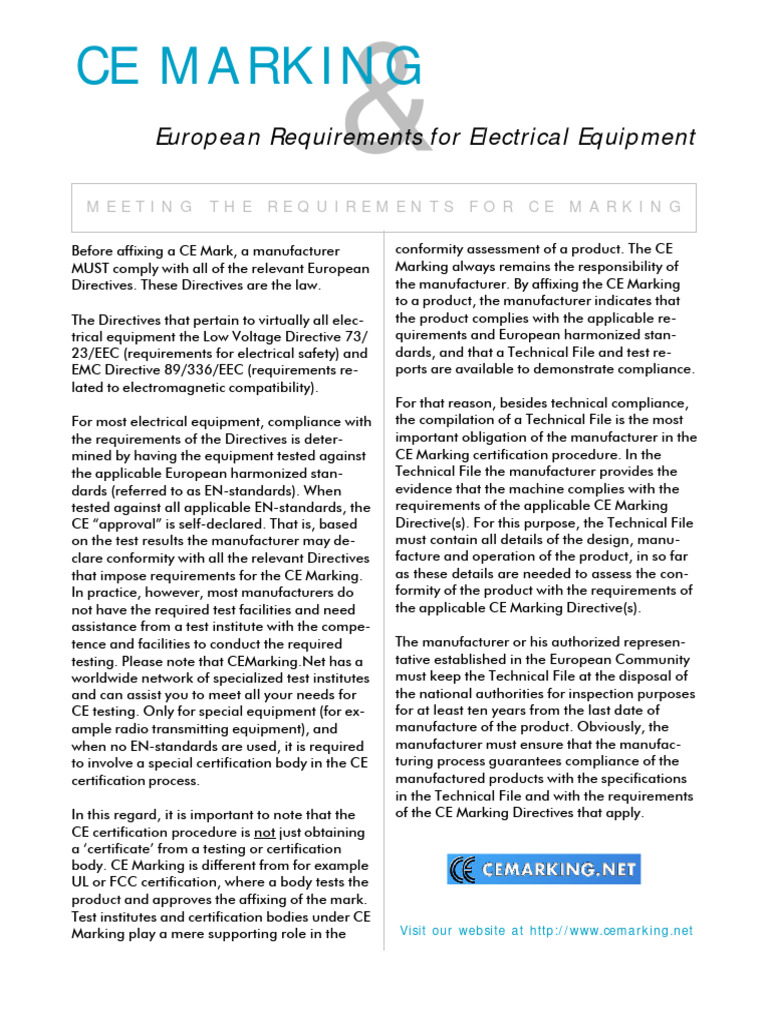 CE Marking Compliance for Electrical Equipment | PDF | Electrical ...