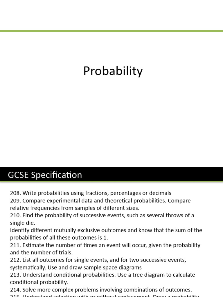 GCSE Probability | PDF | Sampling (Statistics) | Probability
