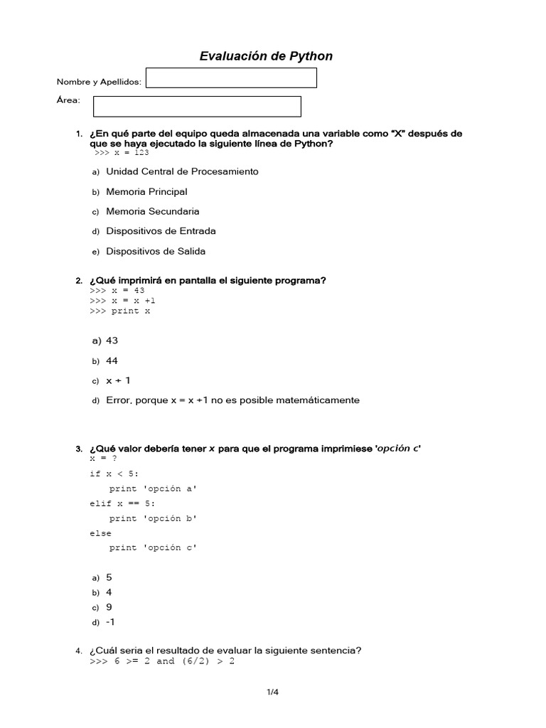Pyhton Evaluacion 2 De Python Programacion Pdf Python Lenguaje De Programación