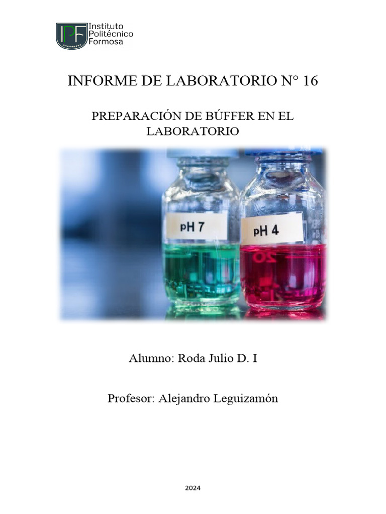 Informe de Laboratorio N°16 Buffer RODA JULIO | PDF | Solución tampón ...