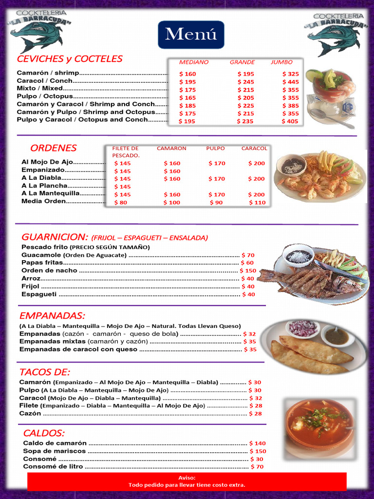 Menú 5 | PDF | Mariscos | Cocina occidental