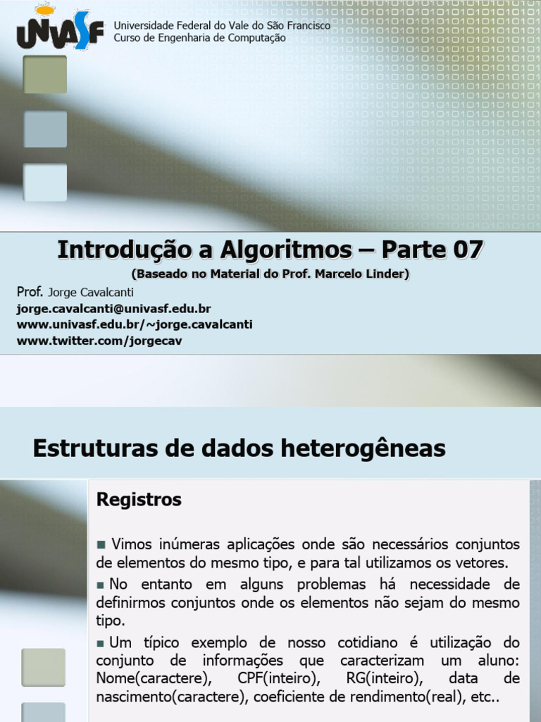 Introducao Algoritmos Parte07 | PDF | Estrutura de dados | Algoritmos