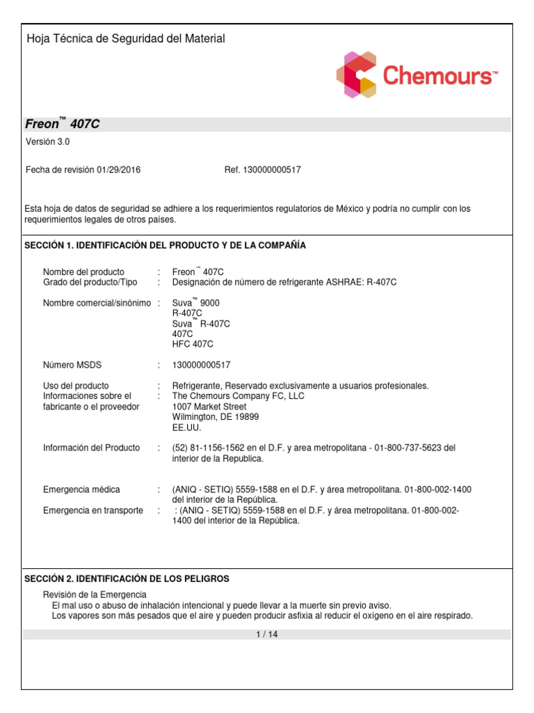 Refrigerante R-407C 11.3 KG | PDF | Clorofluorocarbono | Agua