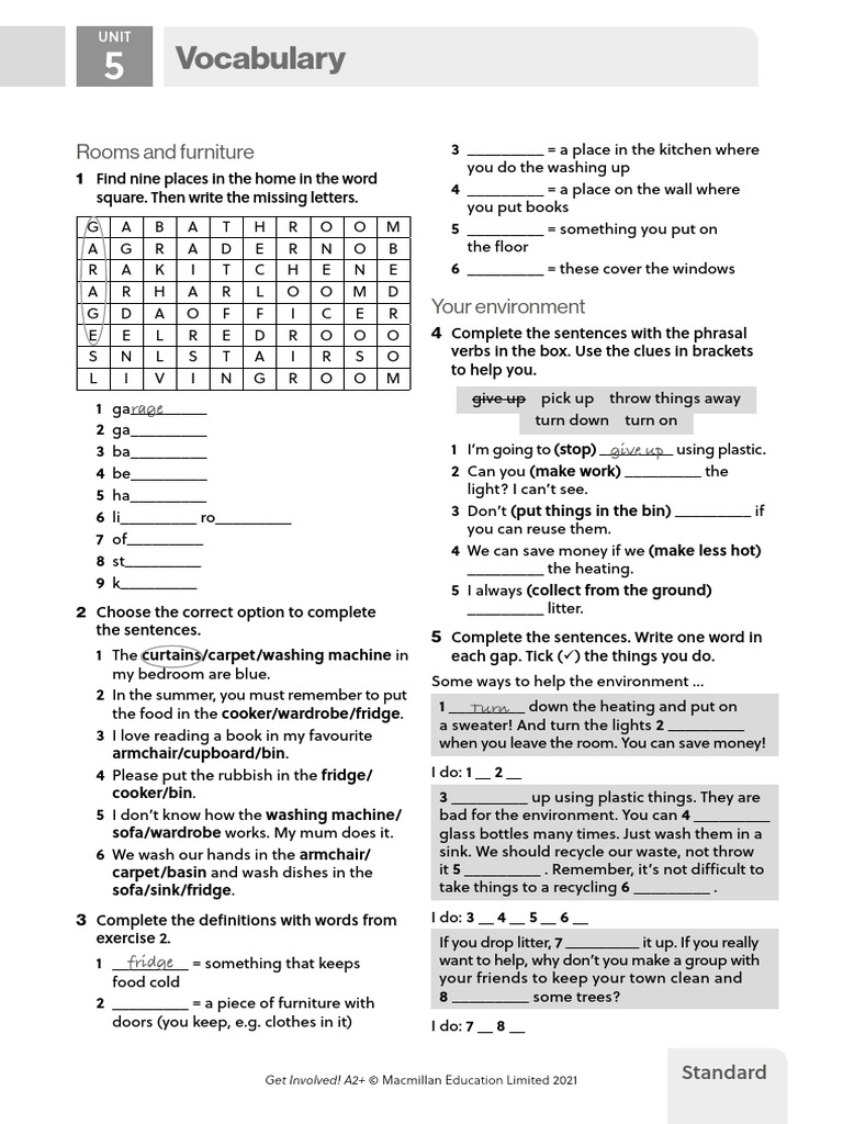 GI_A2PLUS_U5_Vocabulary_Standard | PDF | Linguistics