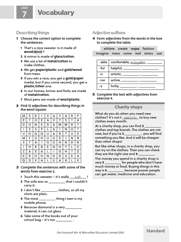 GI A2PLUS U7 Vocabulary Standard | PDF | Languages | Foreign Language Studies