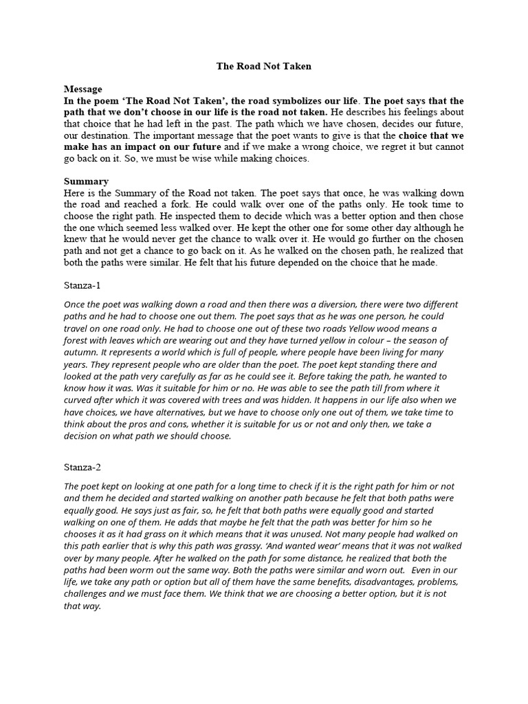 Poem-The Road Not Taken | PDF