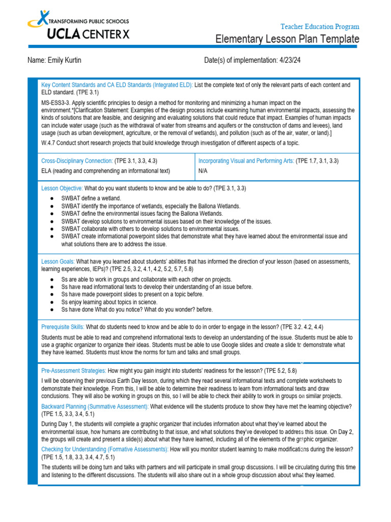 Observation 8 Lesson Plan | PDF | Learning | Cognitive Science