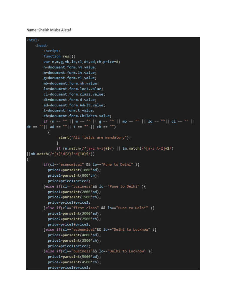 Flight Ticket Reservation by Shaikh Misba | PDF