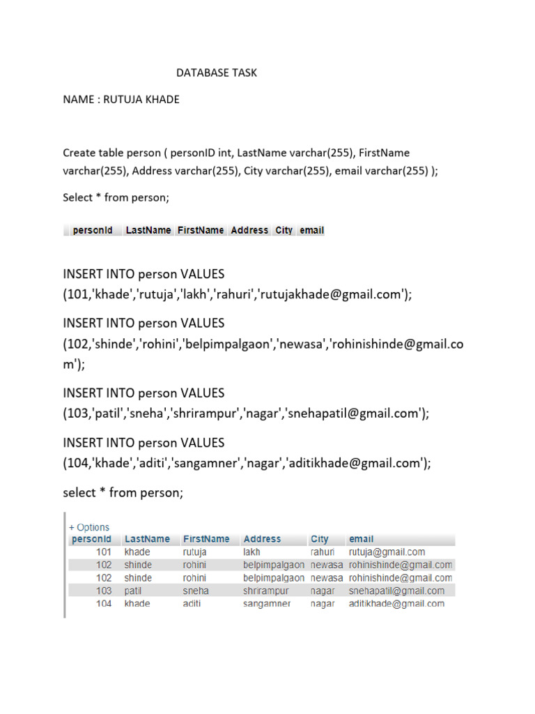 Database Task | PDF | Information Technology Management | Data