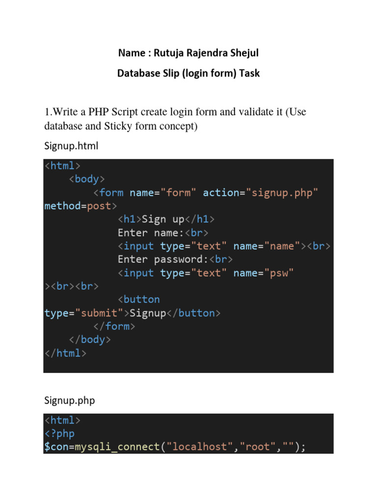 Database Login Form Task Rutuja Shejul | PDF | Data Management | Software