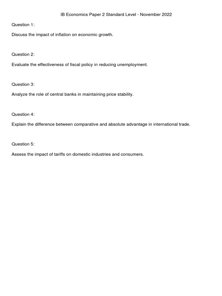 IB Economics Paper 2 SL November 2022 | PDF