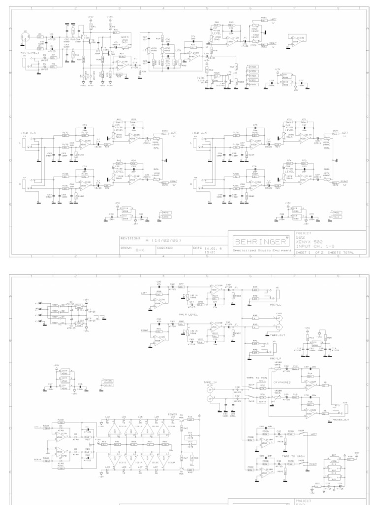 Behringer Xenyx 502 Mixer Schematics | PDF