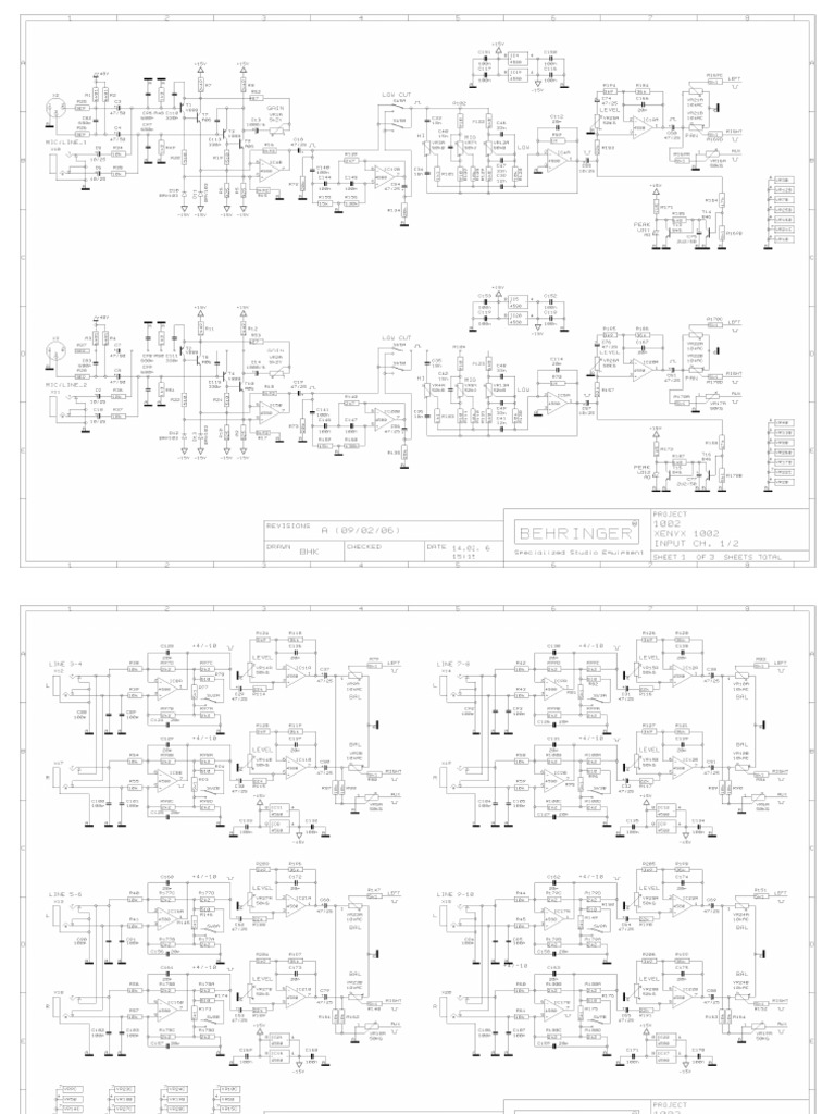 Behringer Xenyx 1002 Mixer Schematics | PDF