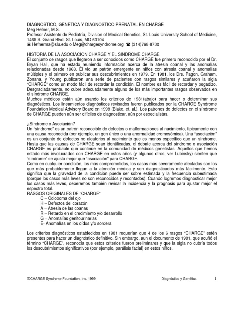 Diagnóstico del Síndrome CHARGE | PDF | Diagnostico medico | Síndrome