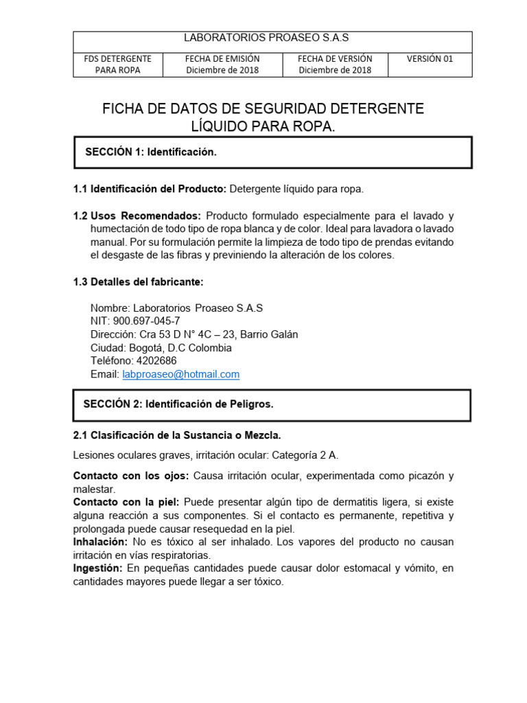 Detergente Liquido | Descargar gratis PDF | Detergente | Agua