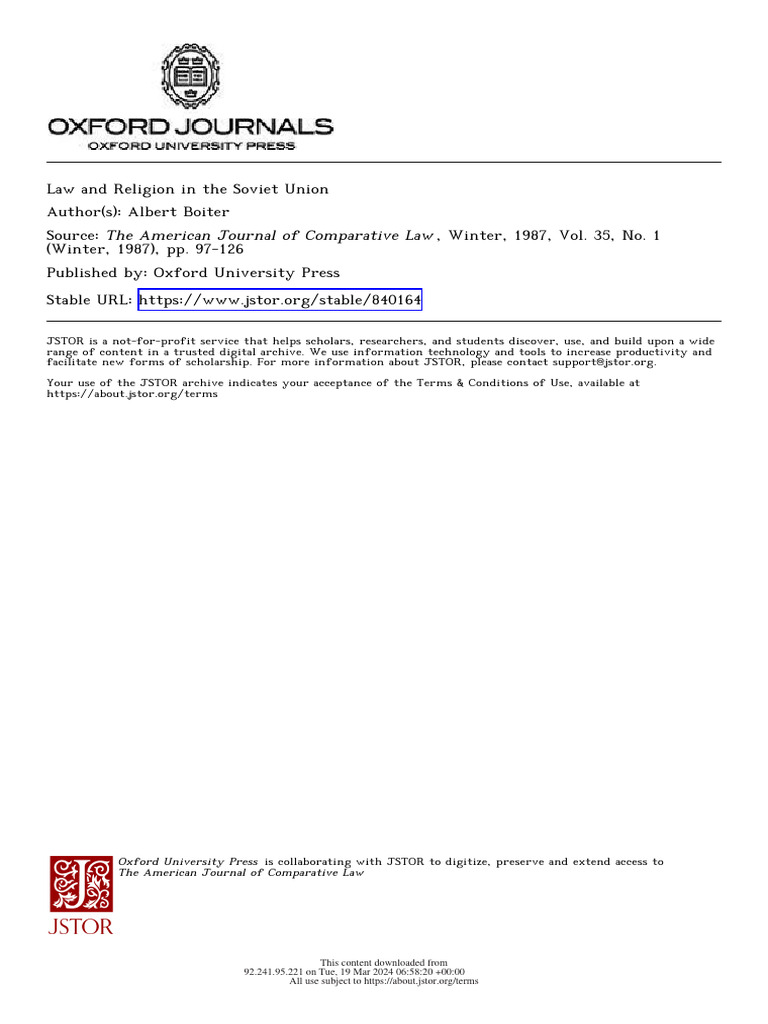 Boiter LawReligionSoviet 1987 | PDF | Vladimir Lenin | Communism