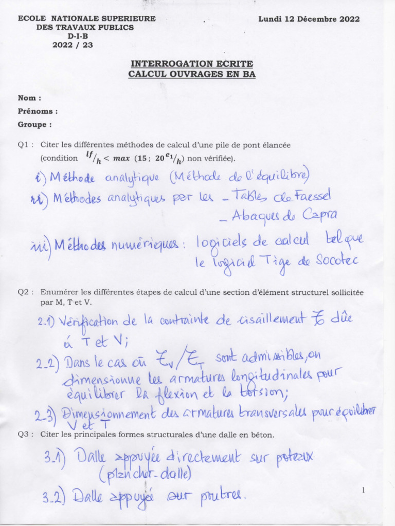 Corrigé Interro 18 - 12 - 2022 | PDF