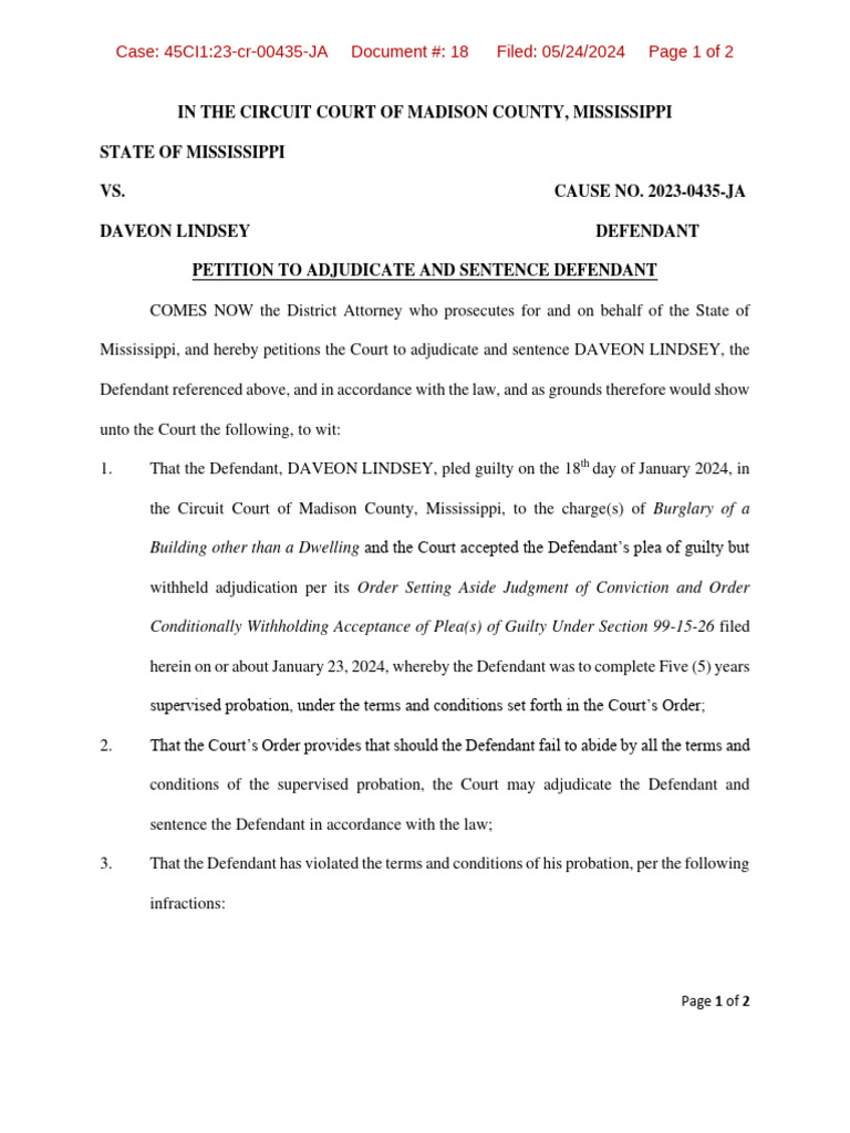 Motion to Revoke | PDF | Probation | Plea