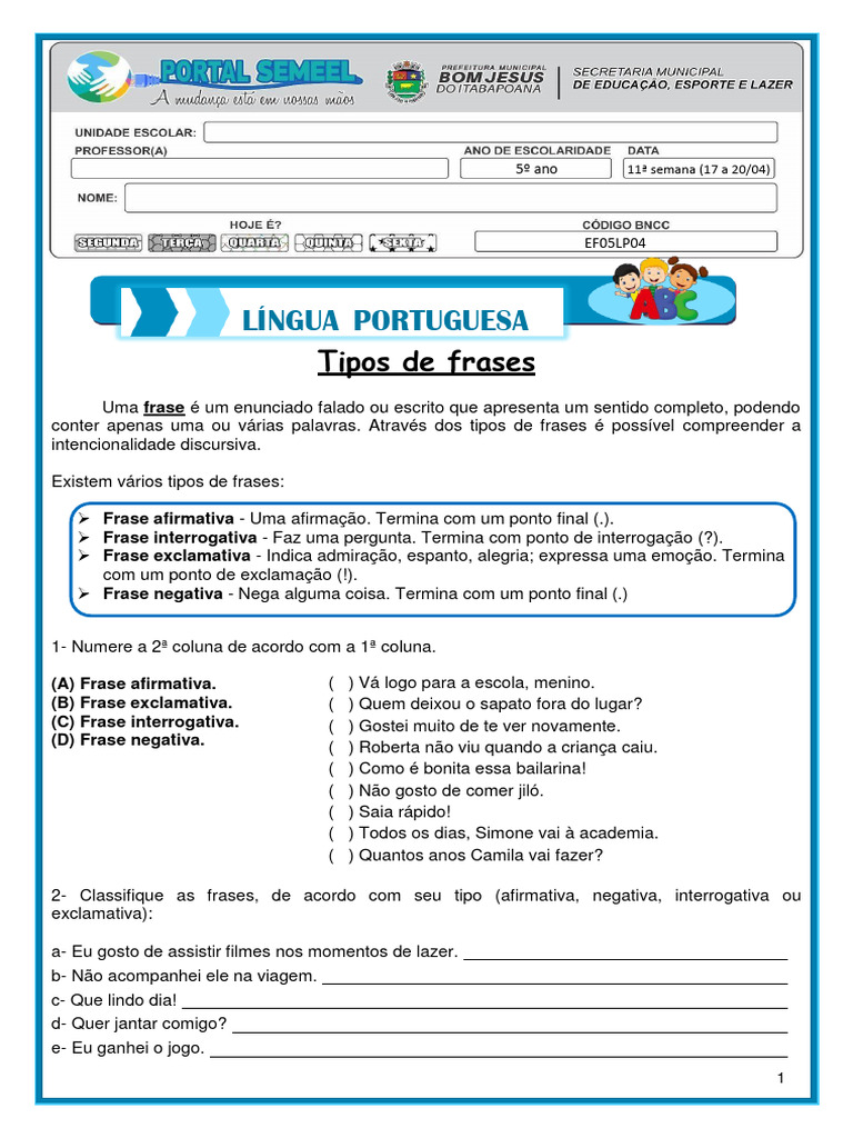 ATIVIDADES-5o-ANO-3a-SEMANA-ABRIL (1) | PDF