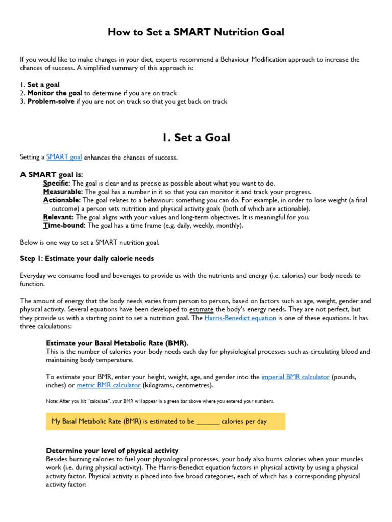 How To Set A SMART Nutrition Goal | PDF | Foods | Cereals