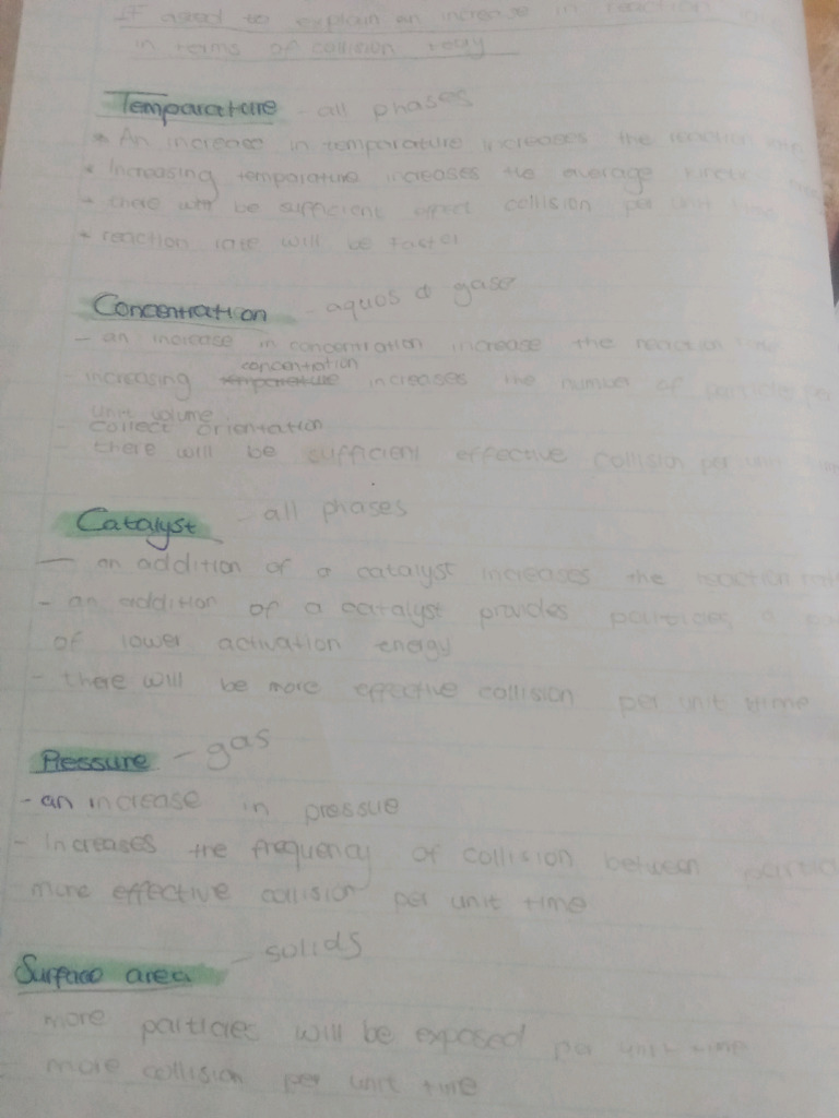Reaction Rate Class Notes (Collision Theory) | PDF