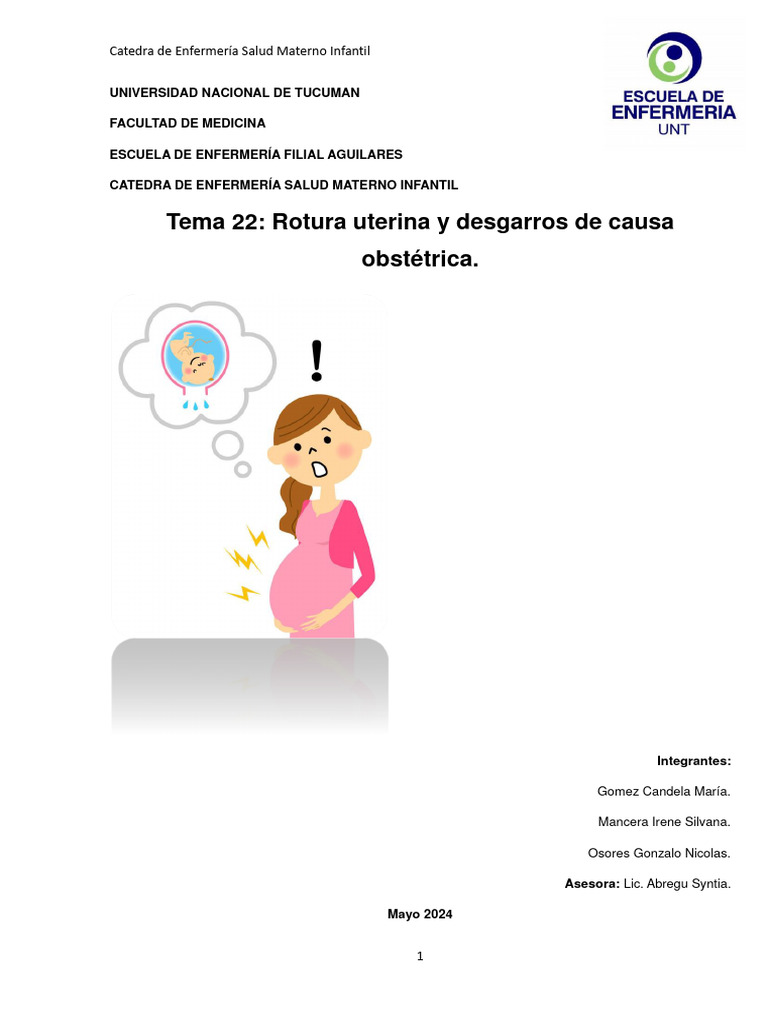 Tema 22 Rotura Uterina | Descargar gratis PDF | Parto | Vagina
