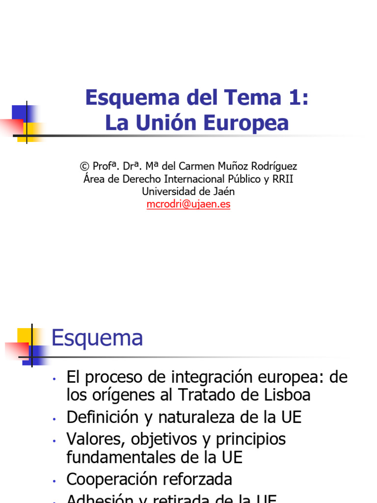 Esquema-Tema 1-La Union Europea | PDF | tratado de Maastricht | Ampliación de la Unión Europea