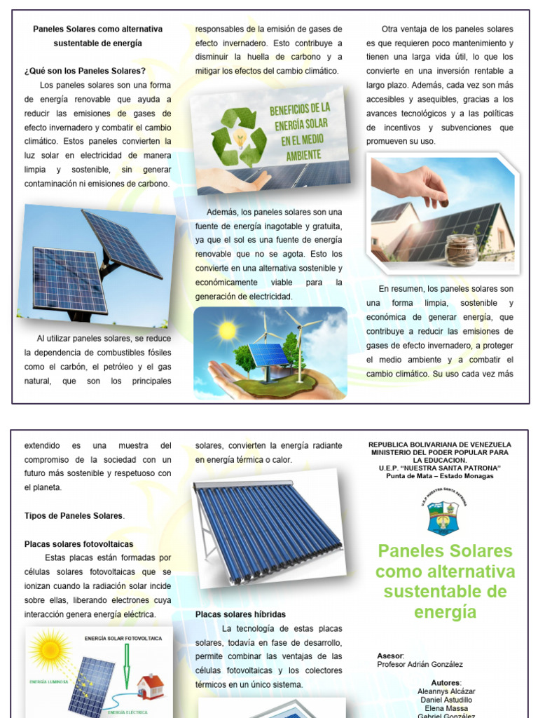 Paneles Solares: Energía Sostenible y Limpia | PDF | Energía solar ...